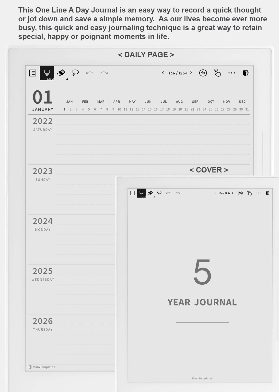 Five Year Journal Supernote Templates Hyperlinked SN Digital | Etsy UK