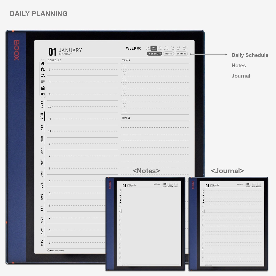 Boox Note Air Templates, 2024 Digital Planner, All-in-one Daily Planner ...