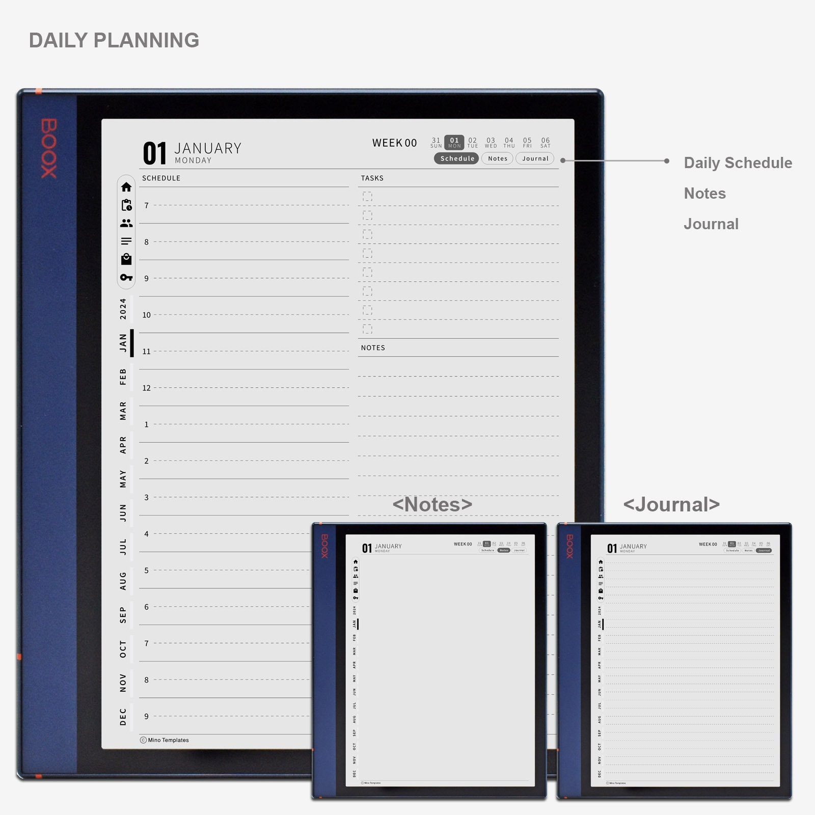 Boox Note Air Templates, 2024 Digital Planner, All-in-one Daily Planner ...