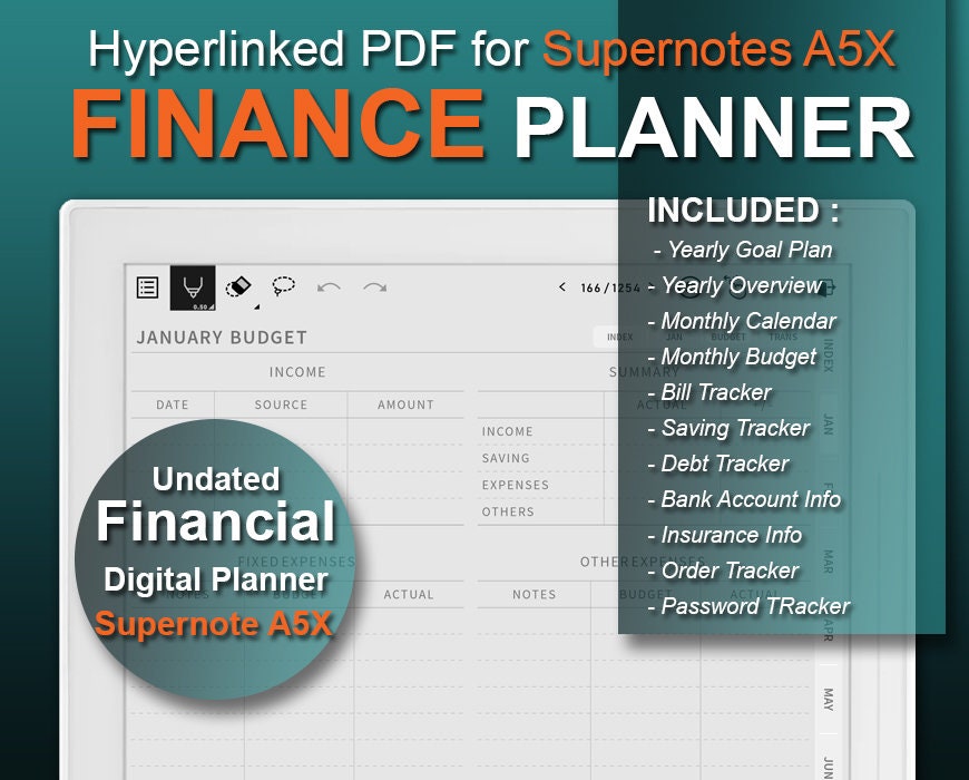 Supernote Templates Finance Digital Planner SN A5x Templates - Etsy