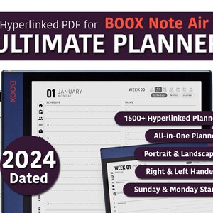 Boox Note Air Templates, 2024 Digital Planner, All-in-one Daily Planner ...