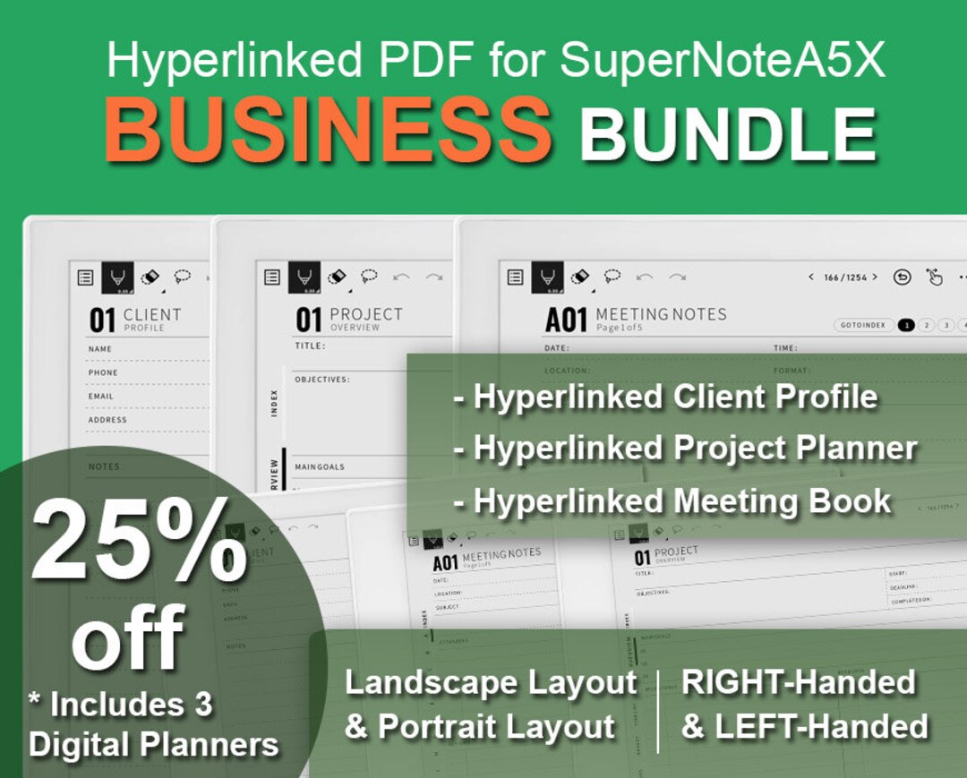 Hyperlinked Supernotes Starter Kit Business Digital Planner - Etsy