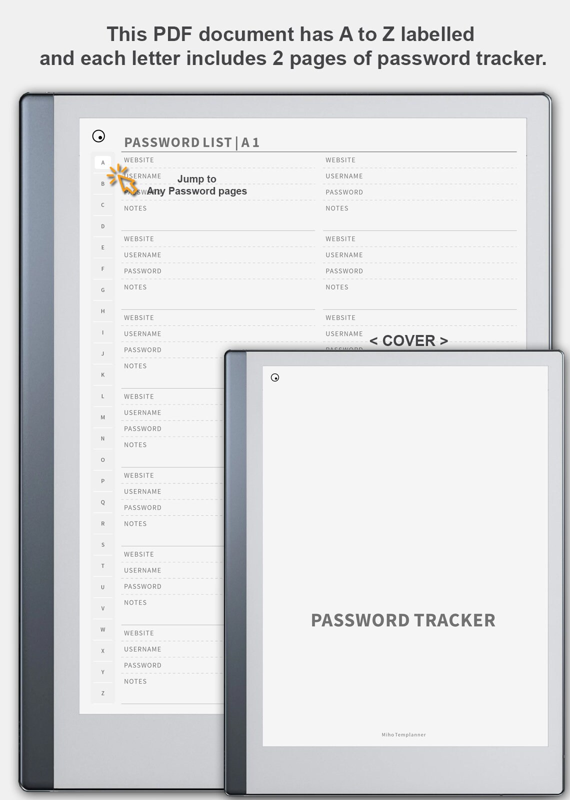Digital Password Keeper Remarkable 2 Remarkable 2 Templates - Etsy ...