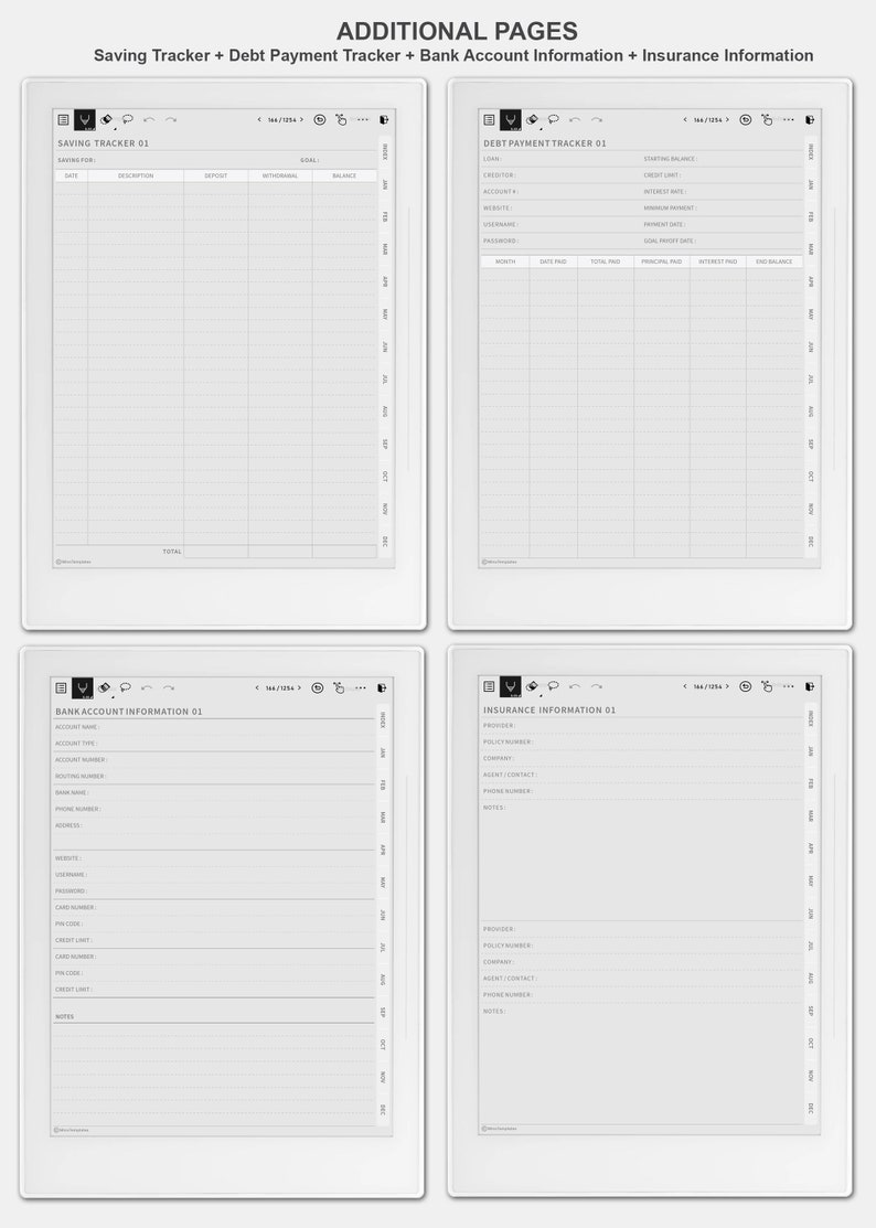 Supernote Templates Finance Digital Planner SN A5x Templates - Etsy