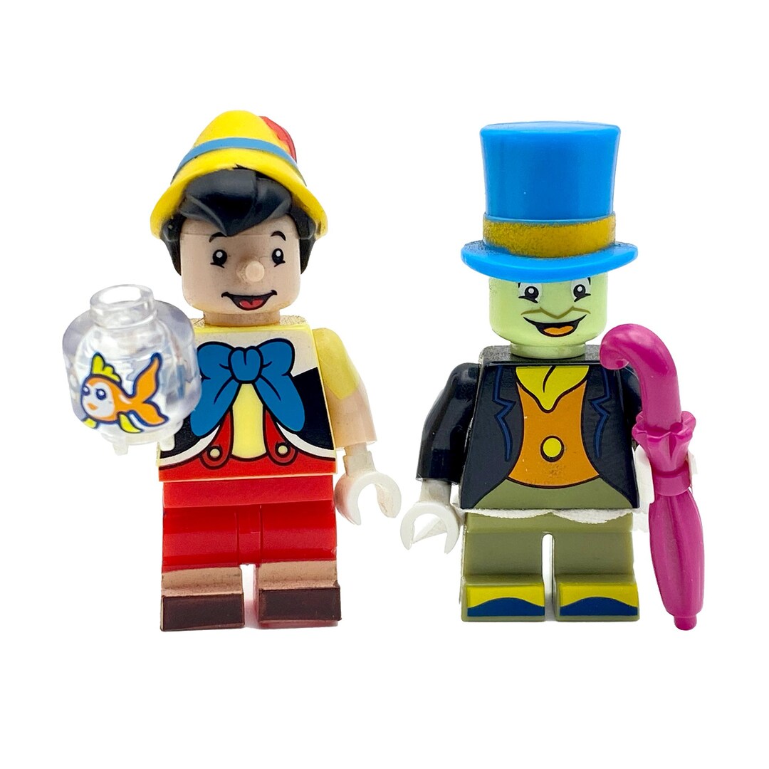 Pinocchio & Jiminy Cricket Custom Mini Figure Duo Cartoon Characters ...