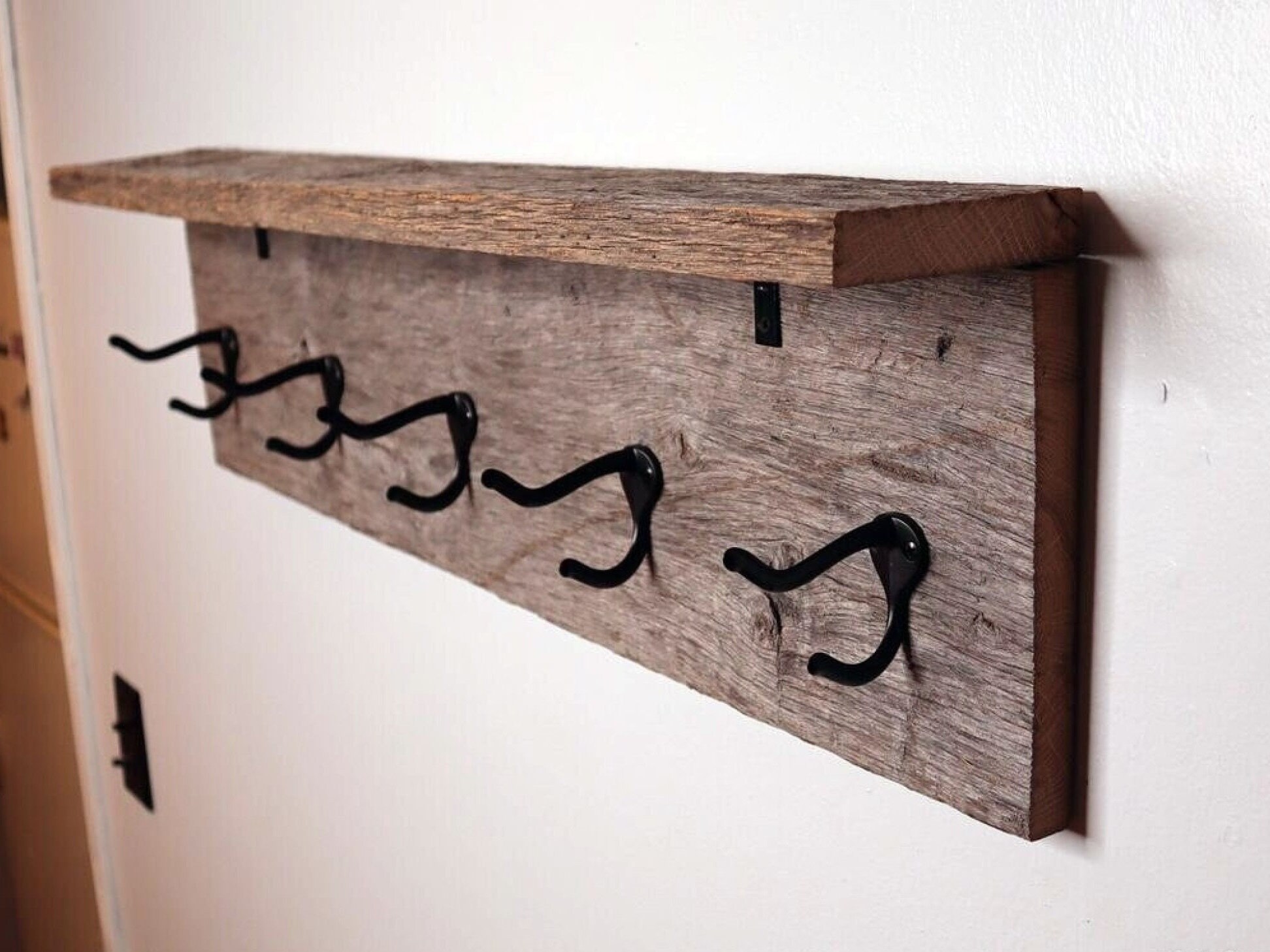 Rustic Coat Rack With Shelf Barnwood Coat Rack Shelf - Etsy