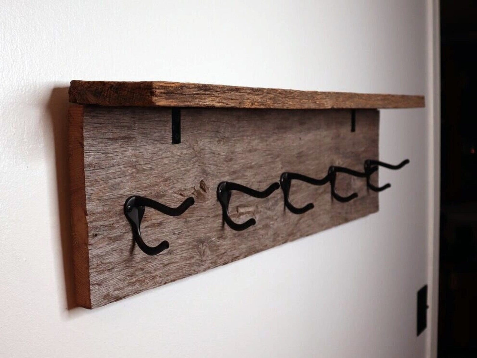 Rustic Coat Rack With Shelf Barnwood Coat Rack Shelf - Etsy