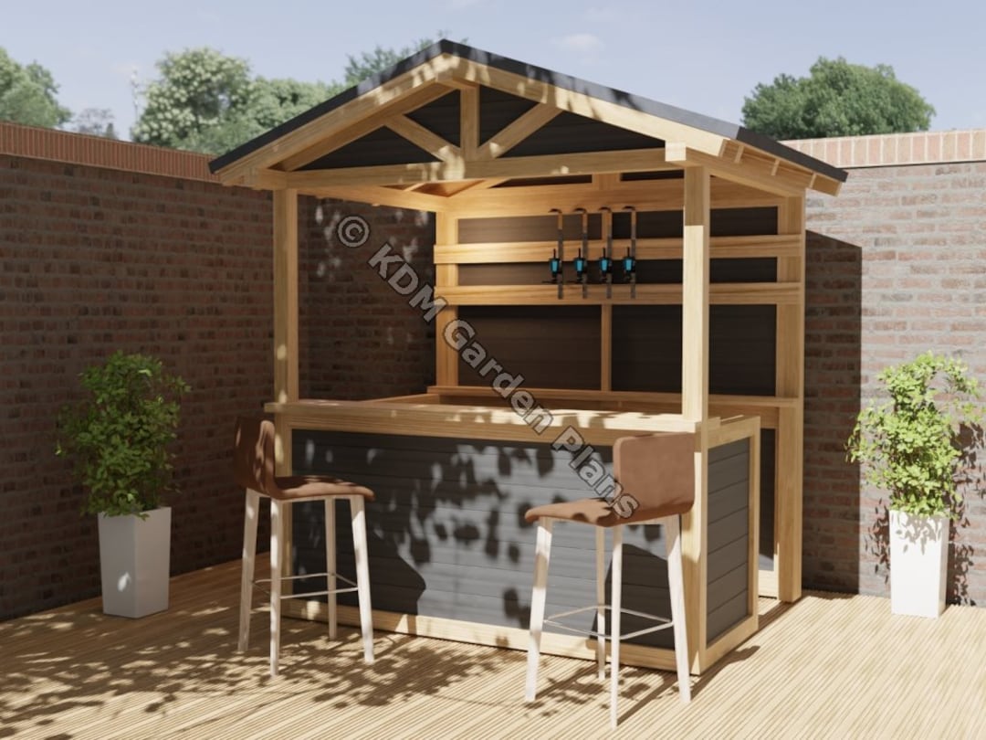 Plans for Wooden Home Pool Bar Outdoor Pitched Roof 6ft 6" X 5ft Tiki ...