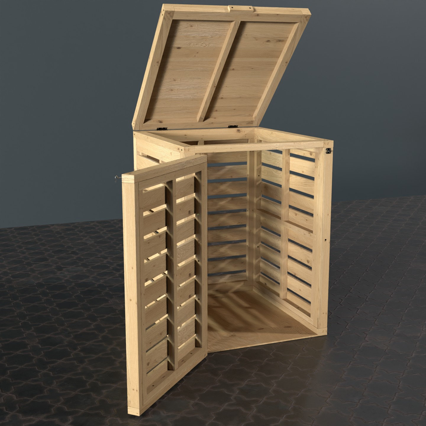 Single Garbage Trash Wheelie Bin Store 96gal 64 Gal and 35gal Woodwork ...