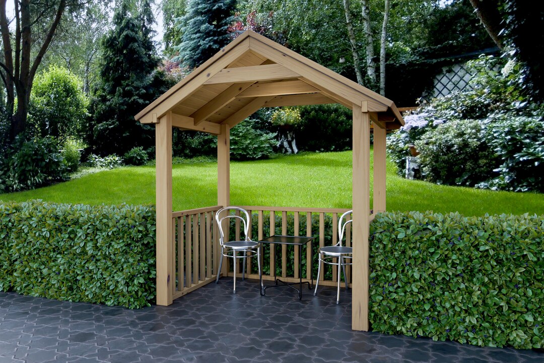Plans for Wooden Garden Arbour Shelter 2m X 1.3m Pitched Shelter BBQ ...