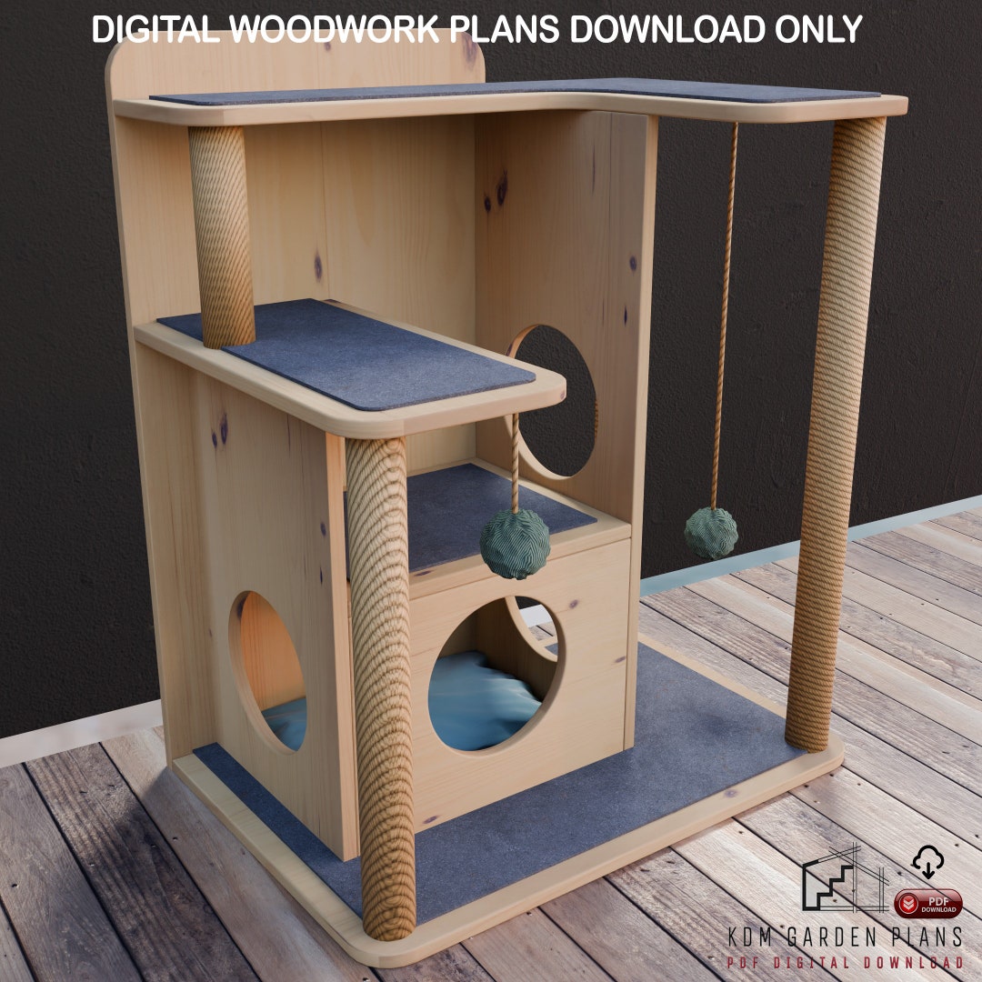 Plans for Wooden Cat Bed Play Tower Activity Centre Digital Woodwork ...