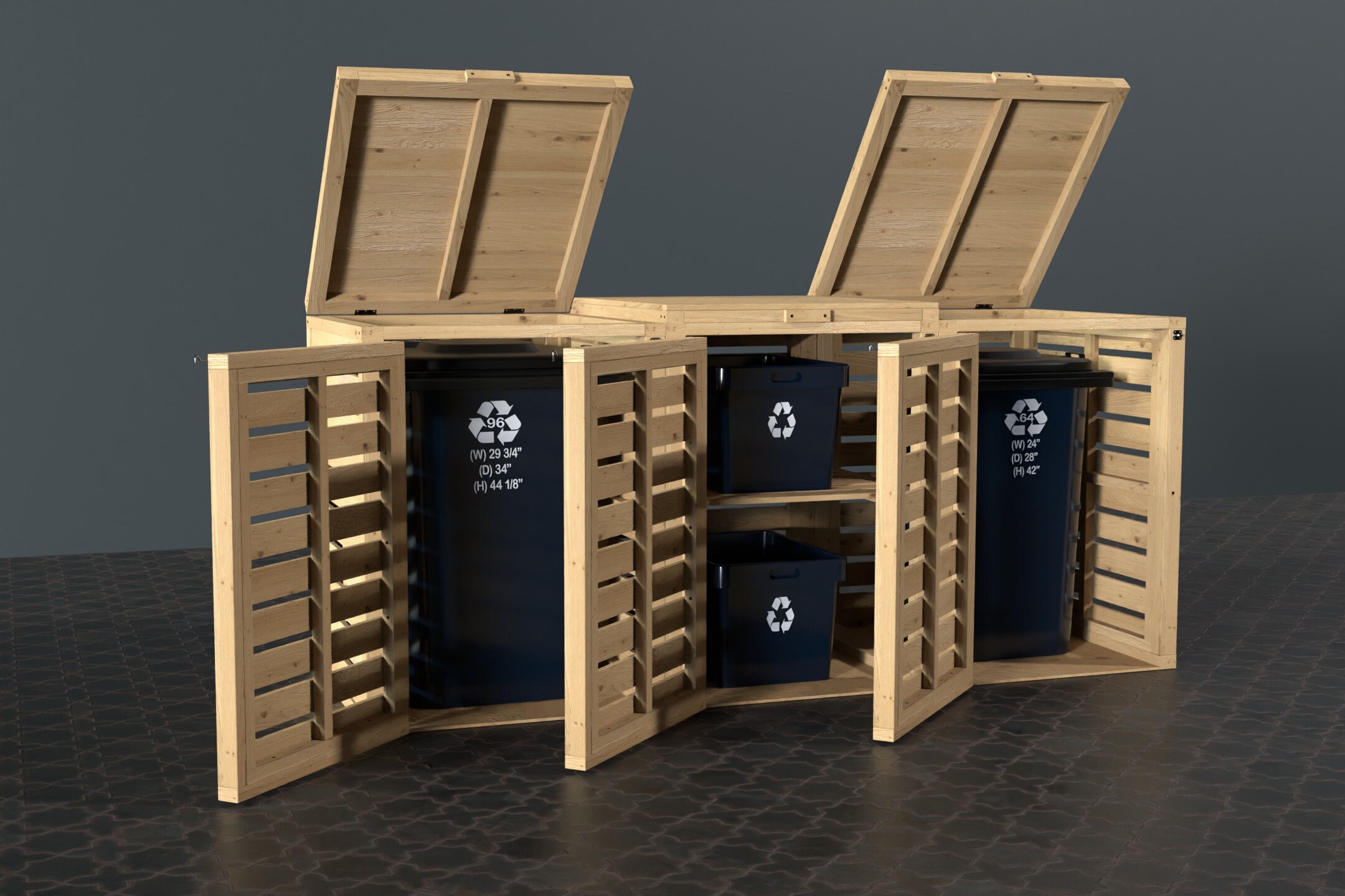 Quad Triple Double and Single Garbage Trash Wheelie Bin - Etsy