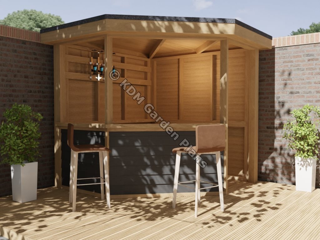 Plans for Wooden Octagonal Corner Garden Bar 2.1 X 2.1m Cocktail BBQ ...