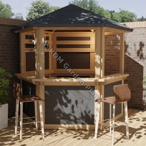Plans for Hexagonal Garden Bar 2.4m X 2.4m Cocktail Gin Tiki DIY ...