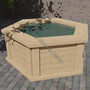 Hexagonal Raised Wooden Garden Patio Fish Pond or Planter 370 Litre ...