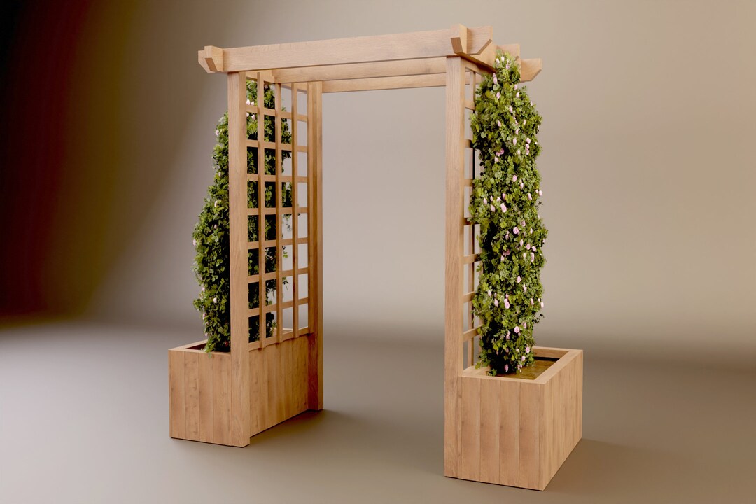 Plans for Wooden Garden Arbour With Two Planters DIY Digital Woodwork ...