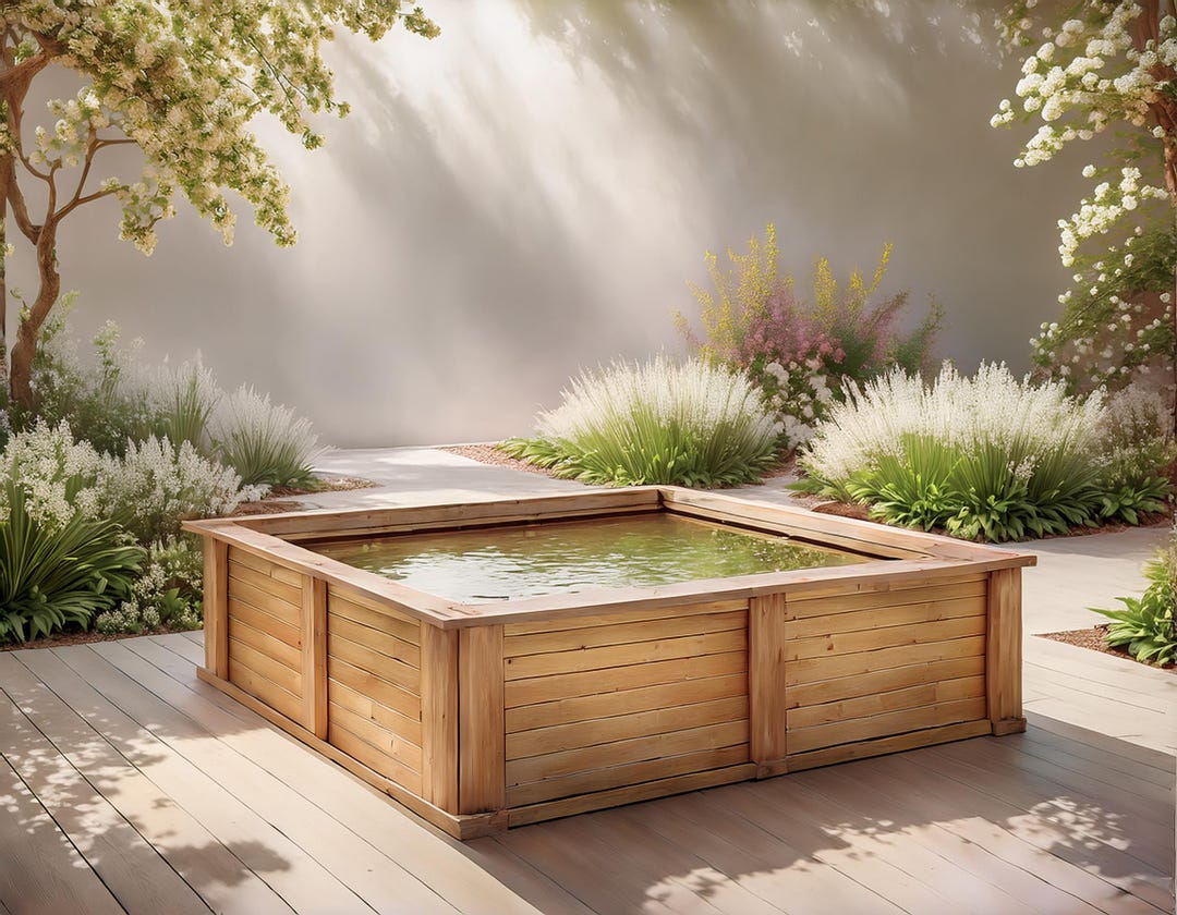 Plans for USA Version (inches) Raised Wooden Garden Pond 7ft 10" X 7ft ...