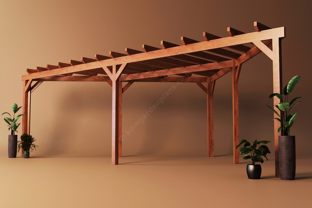 Plans for Large Wooden Garden Corner Pergola 5mx5m DIY Digital Woodwork ...