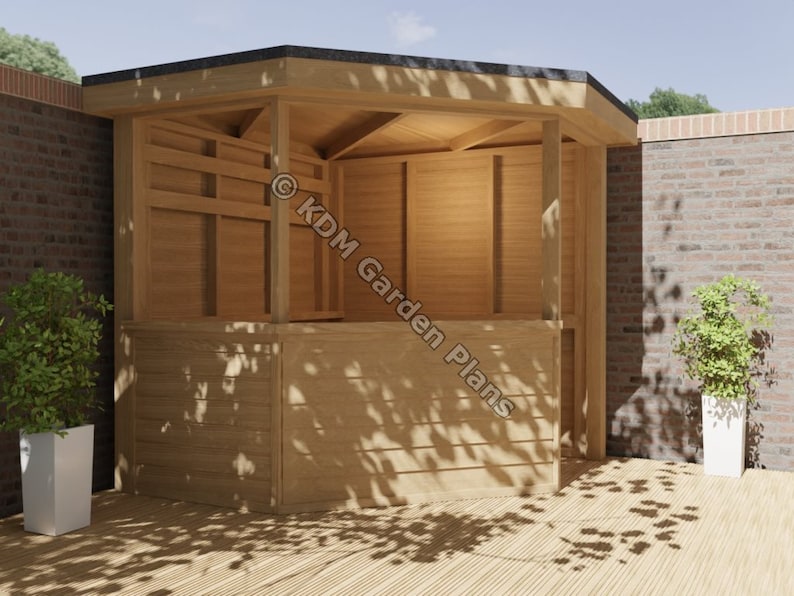 Plans for Wooden Octagonal Corner Garden Bar 2.1 X 2.1m Cocktail BBQ ...
