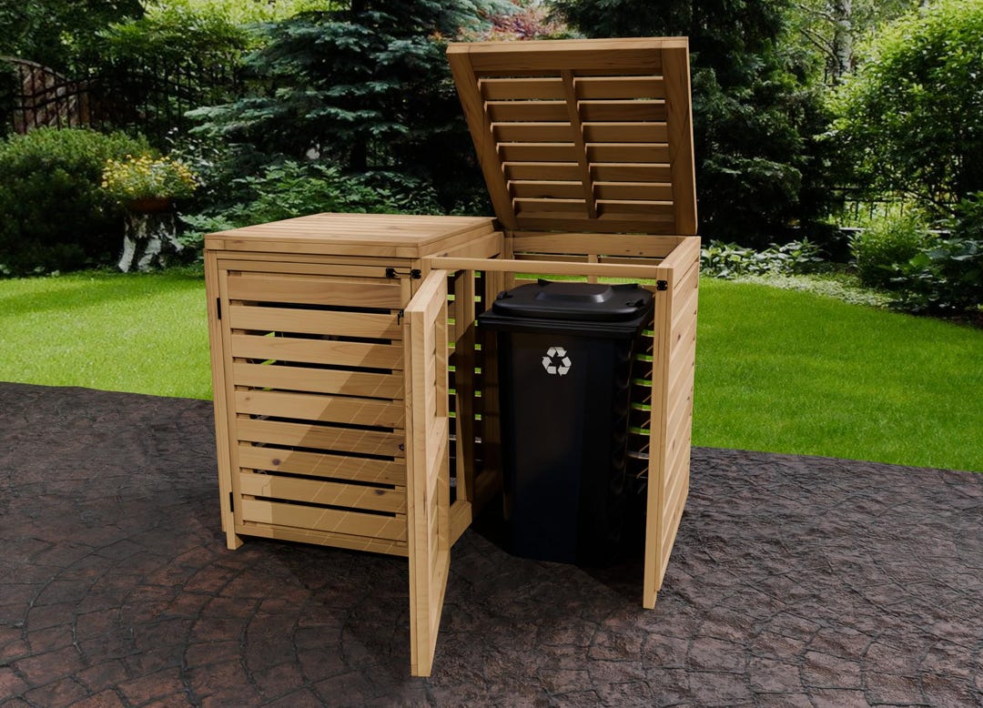 Plans for Double Garbage Wheelie Bin Store Compound 96gal 64 Gal and ...