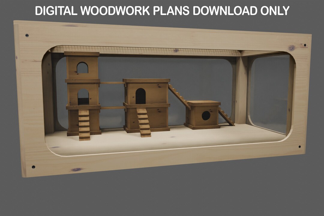 Plans for Wooden Clear Sided Cage Mice Hamster Gerbil 0.85mx0.4mx0.38m ...