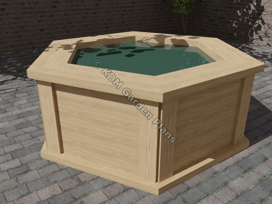 Plans for Hexagonal Raised Wooden Garden Fish Pond 1.55m X 1.33m X 0 ...