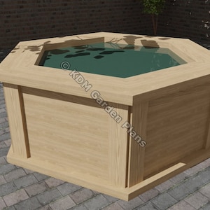 Hexagonal Raised Wooden Garden Patio Fish Pond or Planter 370 Litre ...