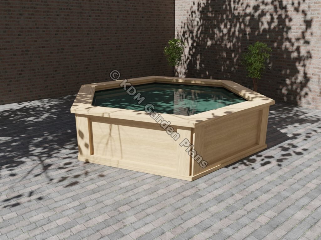 Plans for Hexagonal Raised Wooden Fish Pond 2.57m X 2.97m X 0.67m ...