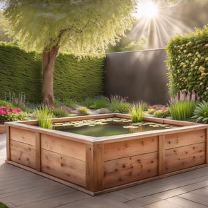 Plans for USA Version (inches) Raised Wooden Garden Pond 7ft 10" X 7ft ...
