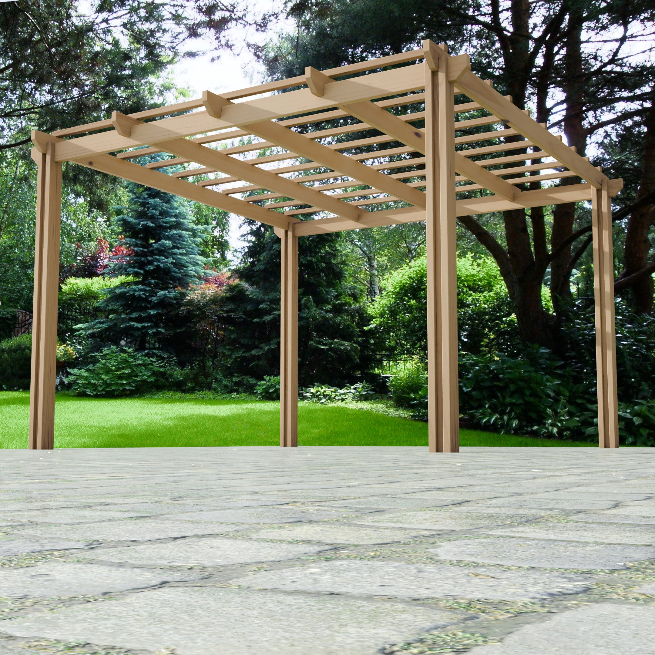 Plans for Modern Shaded Canopy Wooden Garden Pergola 3.6m X 3.6m 12ft X ...