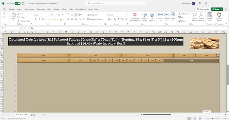 Microsoft Excel Cut List Optimiser Tool V2a for Woodworkers (excel ...