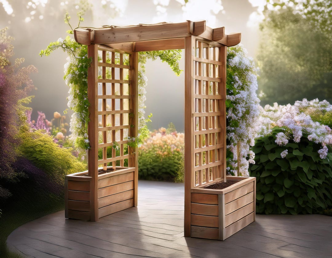 Plans for Wooden Garden Arbour With Two Planters DIY Digital Woodwork ...