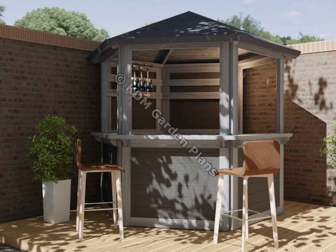 Hexagonal Garden Bar 2.4mx2.4m Cocktail Gin Tiki build Plans - Etsy UK