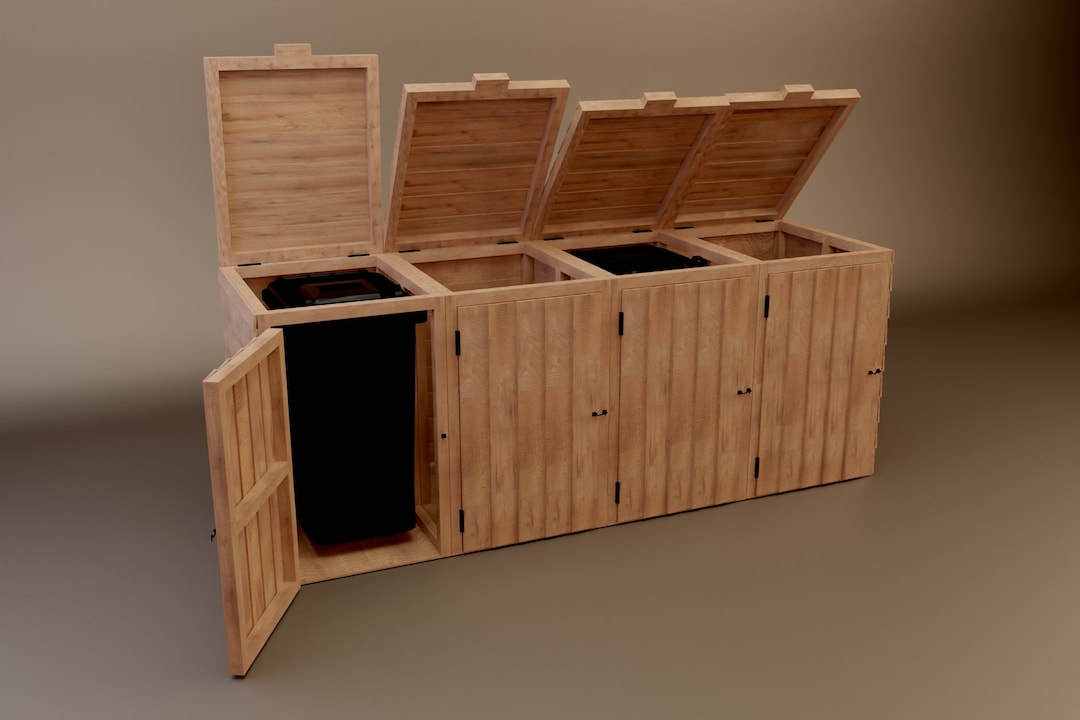 Plans for Single Double Triple Quad Garbage Wheelie Bin Store Digital ...