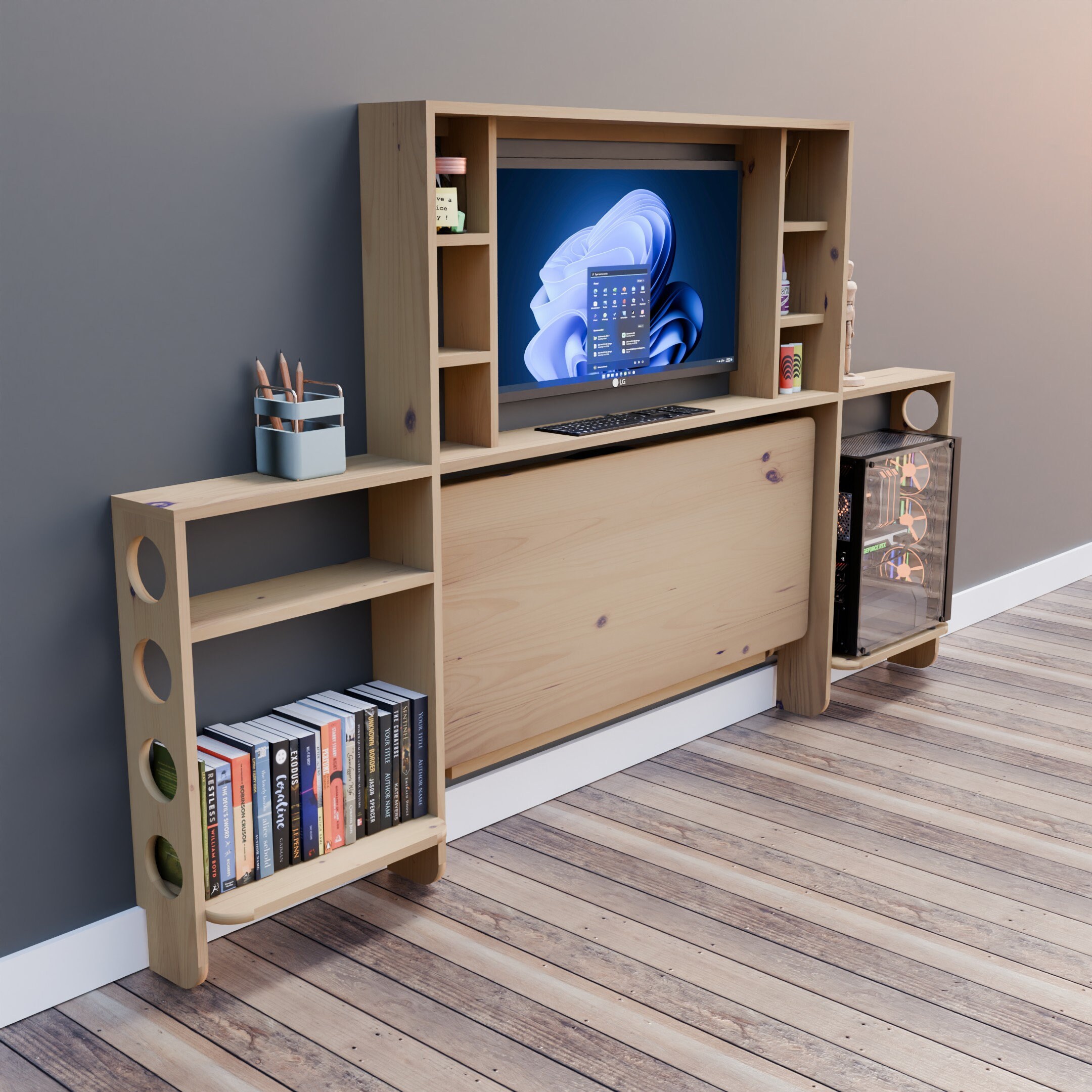Plans for Limited Space Folding Away Craft Hobby Desk PC Storage ...