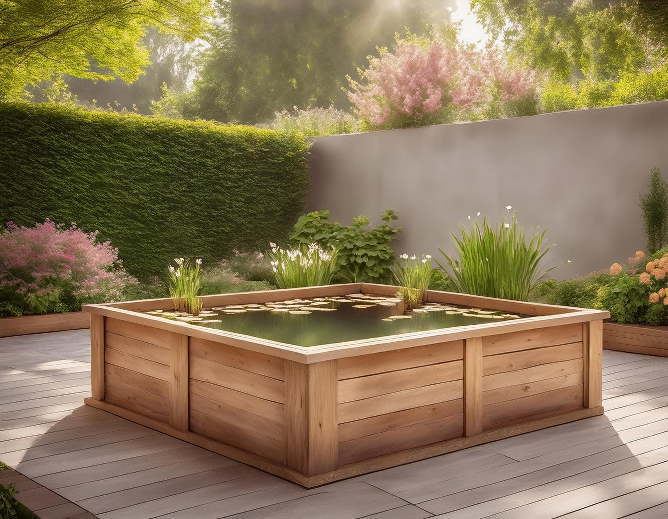 Plans for USA Version (inches) Raised Wooden Garden Pond 7ft 10" X 7ft ...