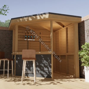 Plans for Wooden Octagonal Corner Garden Bar 2.1 X 2.1m Cocktail BBQ ...