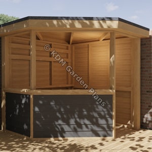 Plans for Wooden Octagonal Corner Garden Bar 2.1 X 2.1m Cocktail BBQ ...