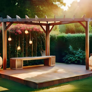 Plans for Wooden Garden Corner Pergola 3m X 3m DIY Digital Woodwork ...