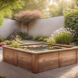 Plans for USA Version (inches) Raised Wooden Garden Pond 7ft 10" X 7ft ...