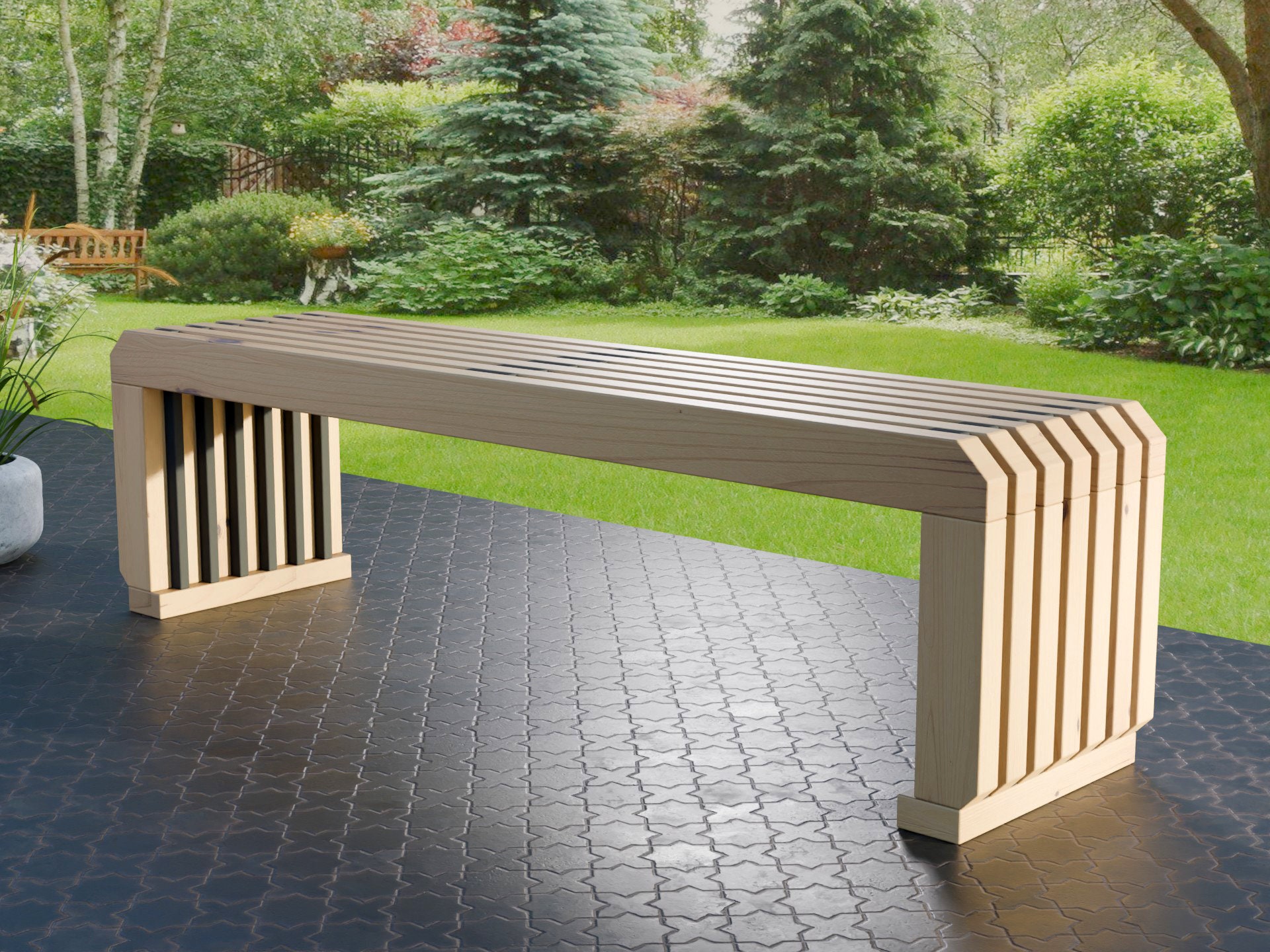 Modern Garden Bench Seat 6ft 72 Woodwork Plans US - Etsy