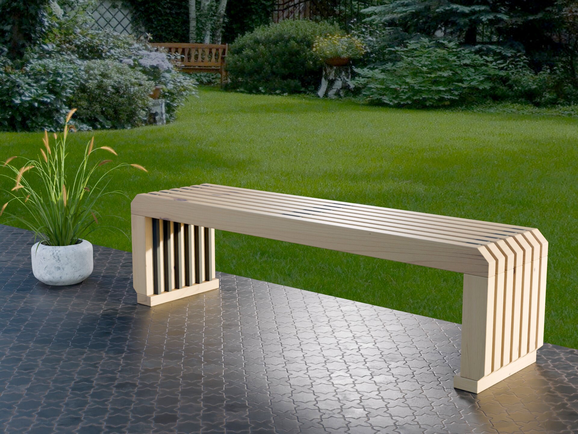 Modern Garden Bench Seat 6ft 72 Woodwork Plans US - Etsy