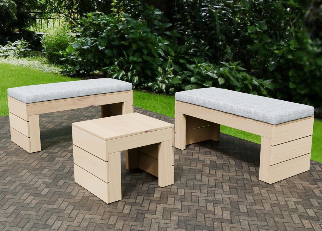 Plans for Wooden Easy Build Garden Modular Seating and Tables ...