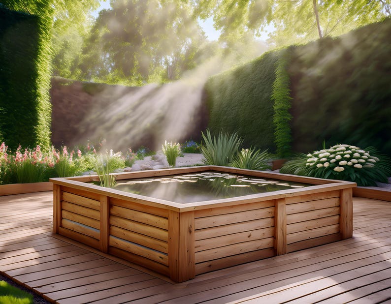 Plans for USA Version (inches) Raised Wooden Garden Pond 7ft 10" X 7ft ...