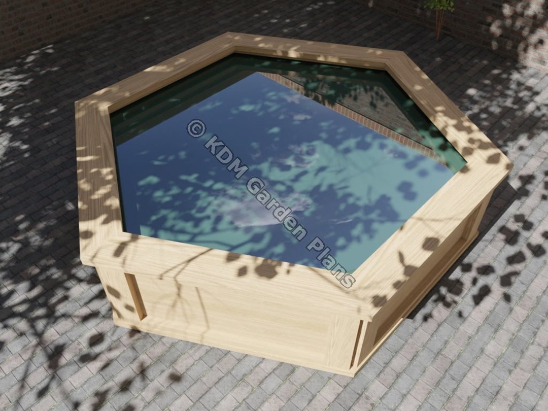 Plans for Hexagonal Raised Wooden Fish Pond 9' 10 X 8' 6 X 2' 1 Digital ...