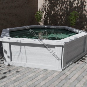 Plans for Hexagonal Raised Wooden Fish Pond 9' 10 X 8' 6 X 2' 1 Digital ...
