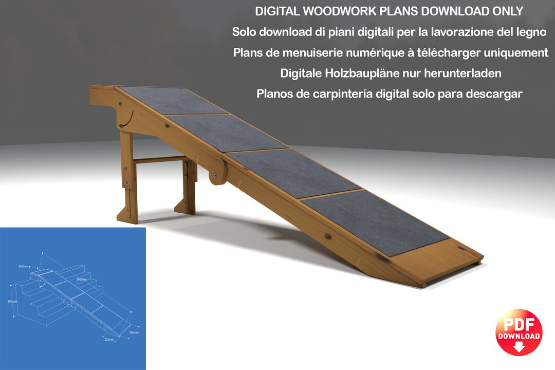 Plans for Adjustable Height Pet Dog Ramp for Car and Steps Access DIY ...