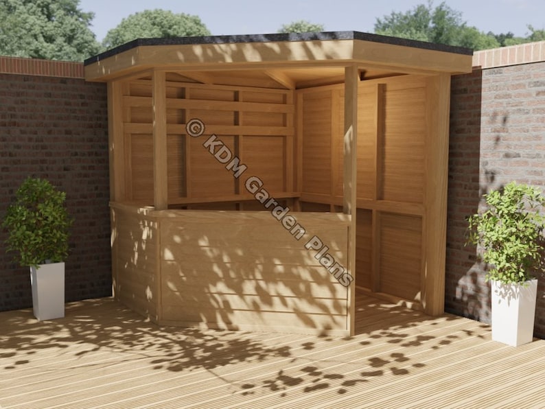 Plans for Wooden Octagonal Corner Garden Bar 2.1 X 2.1m Cocktail BBQ ...