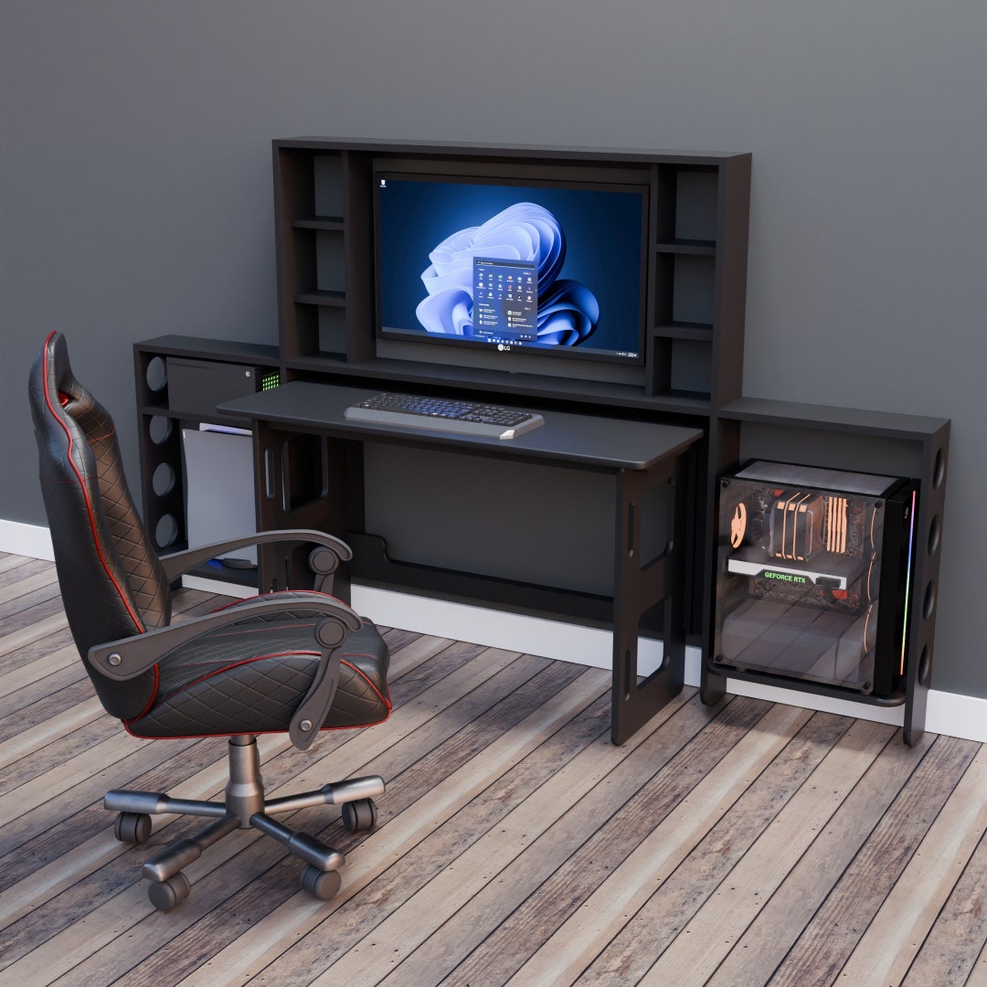 Plans for Small Space Folding Gaming Media Computer Desk PC Xbox ...