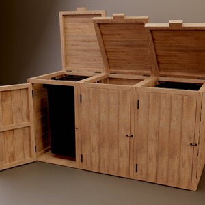 Plans for Single Double Triple Quad Garbage Wheelie Bin Store Digital ...